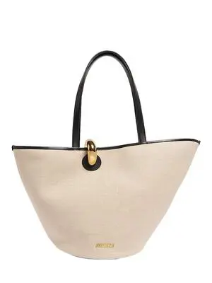 Jacquemus Le Bambola Canvas Tote Bag - Light Greige/black