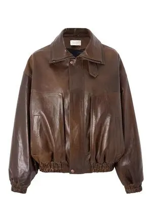 MAGDA BUTRYM Oversized Glossed-Leather Bomber Jacket