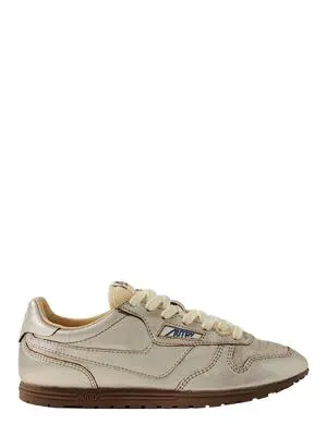 AUTRY Windspin Metallic Leather Sneakers - Silver