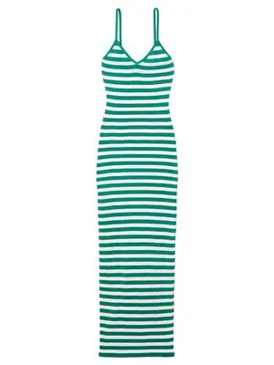 DOLCE & GABBANA Striped Ribbed-Knit Midi Dress