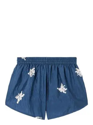 Alix Of Bohemia Floral-print Silk Shorts - Blue