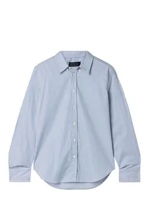NILI LOTAN Dyllan Striped Cotton-poplin Shirt - Blue