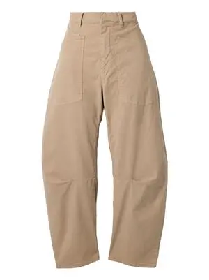 NILI LOTAN Brushed Cotton-blend Twill Tapered Pants - Neutrals