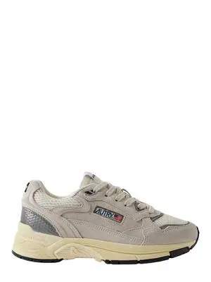 AUTRY Hyperway Mesh And Metallic Leather-Trimmed Suede Sneakers Gray