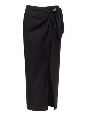 VIX PAULA HERMANNY Knotted Midi Skirt Black