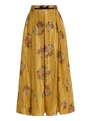 AGUA BENDITA Delta Floral Taffeta Maxi Skirt