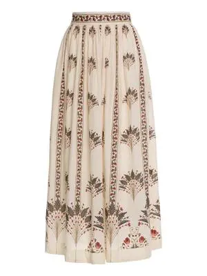 Agua Bendita Patterned Maxi Skirt - White