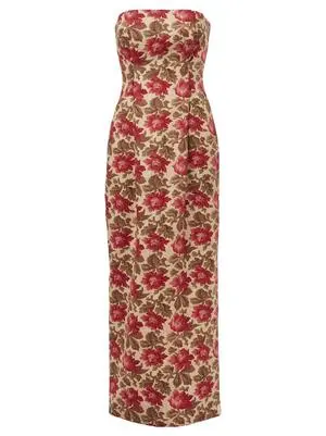 Posse Rosalie Floral Linen Bustier Dress Multicoloured
