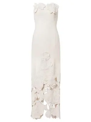 LEO LIN Rayna Floral-appliqué Maxi Dress - White
