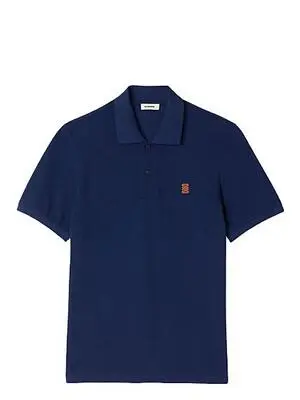 Sandro Embroidered-logo Regular-fit Cotton Polo Shirt - Navy Blue