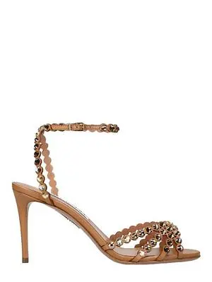 AQUAZZURA Tequila 85 Heeled Leather Sandals - Brown