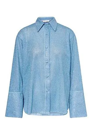 Oseree Glazed Lumiere Metallic Woven Shirt Crystal