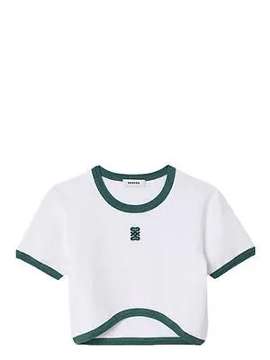 Sandro Logo-embroidered Cropped Top - White