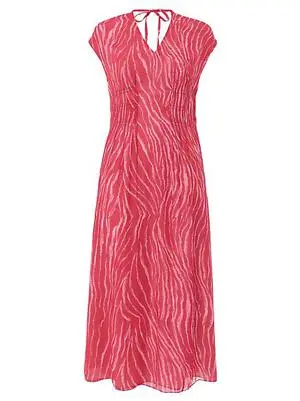 Whistles Zebra Print Woven Midi Dress - Multi-coloured