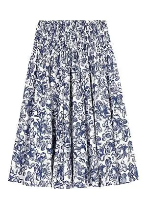 Maje Fruit-print Cotton Maxi Skirt - Blue Fruits Print