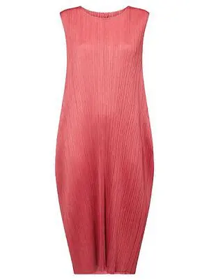 Issey Miyake Pleated Sleeveless Midi Dress - Dark Red