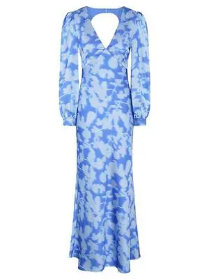 OMNES Francoise Floral-print Satin Maxi Dress - Blue