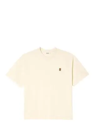 Sandro Logo-patch Crewneck Cotton T-shirt - Butter Cream