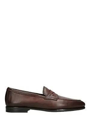 Santoni Carlo Leather Penny Loafers - Dark Brown