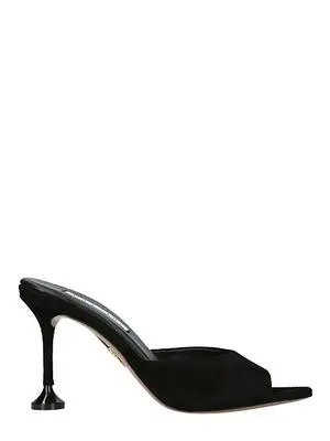 AQUAZZURA Bisous 85 Suede Mules - Black