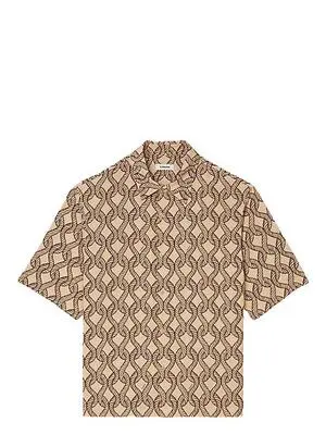 Sandro Graphic Rope-print Loose-fit Woven Shirt - Butter Cream