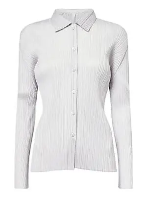 Issey Miyake Regular-fit Long-sleeve Knitted Shirt - Light Gray