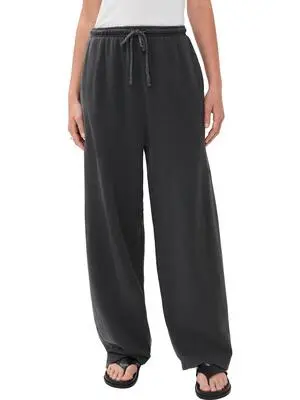THE ELDER STATESMAN Daily Wide Leg Sweatpants - Coal