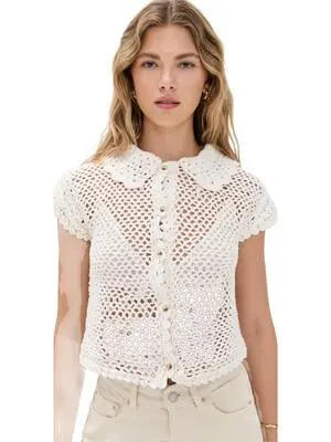 Free People Lily Crochet Top - Coconut Milk