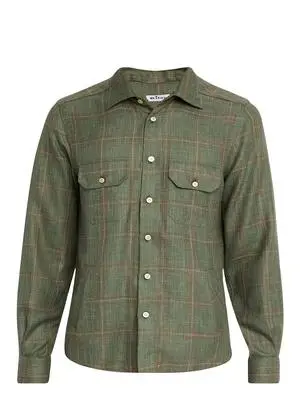 Kiton Maxi-plaid Cashmere Blend Overshirt - Grn Mult
