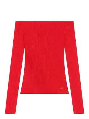 COURREGES Ribbed Off-shoulder Top - Red
