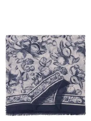 Maje Modal Cashmere Fruit Print Shawl - Blue Fruits Print