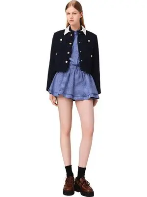 Maje Cotton Cropped Tweed Jacket - Navy