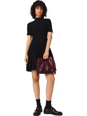 Maje Viscose Knit Mini Dress - Black