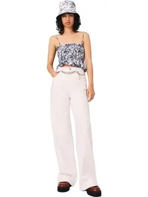 Maje Cotton High-Waisted Wide-Leg Jeans White