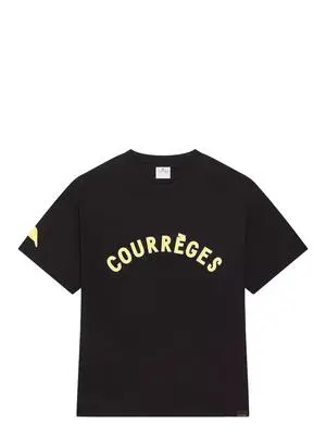 COURREGES Logo-print Short-sleeve T-shirt - Black