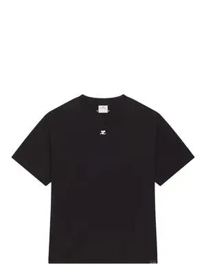 COURREGES Logo-embroidered Short-sleeve T-shirt - Black