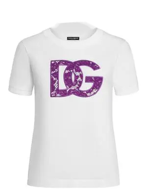 Dolce & Gabbana Jersey T-shirt With Lace Inlay - White