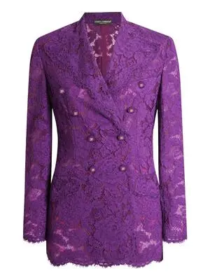 Dolce & Gabbana Double-breasted Cordonetto Floral Lace Jacket - Purple