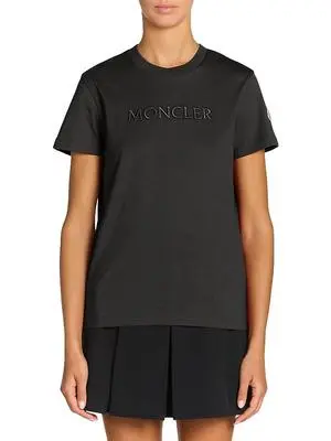Moncler Embroidered Logo Tee - Black