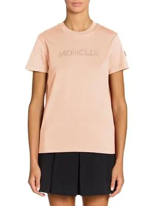 Moncler Embroidered Logo Tee - Pastel Pink
