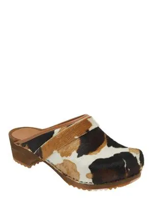 SANITA Caroline Genuine Calf Hair Clogs - Black/ Cognac