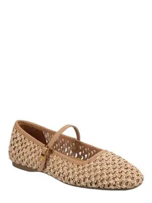 BIRDIES The Hummingbird Mary Jane Openweave Flat - Tan