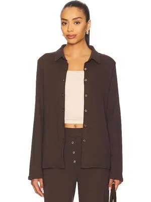 VIR VITA Eloise Pointelle Shirt - Brown