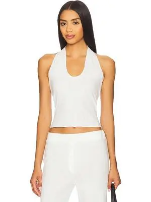VIR VITA Pointelle Halter Top - White