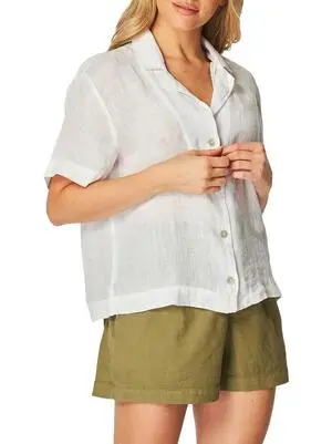 Bella Dahl Boxy Linen Camp Shirt - White