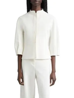 Max Mara Nastro Knit Peplum Jacket - White