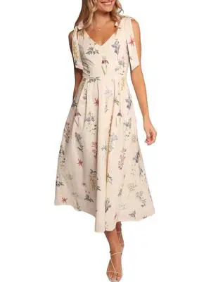 PETAL & PUP Galadriel Tie Shoulder Sundress - Cream