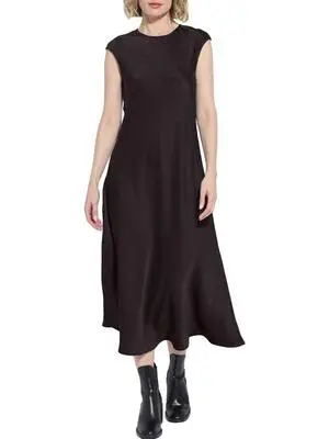Lyssé Silvana Bias Cut Stretch Satin Midi Dress - Double Espresso
