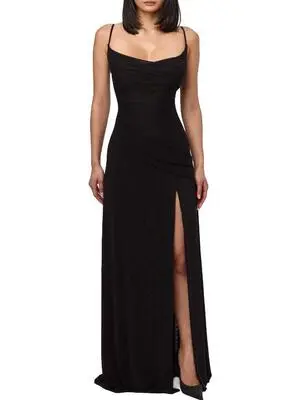 Naked Wardrobe Mesh Overlay Maxi Dress Black