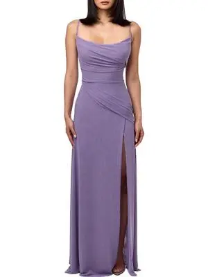 Naked Wardrobe Mesh Overlay Maxi Dress - Lavender